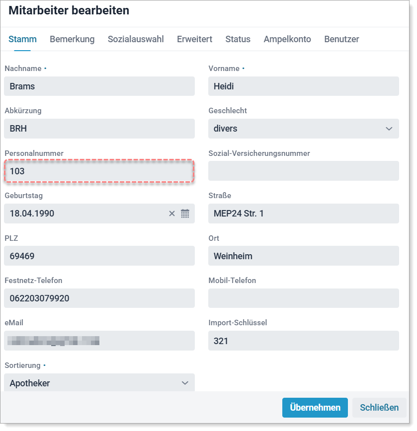Auswertung für das Steuerbüro (Datev Lodas)